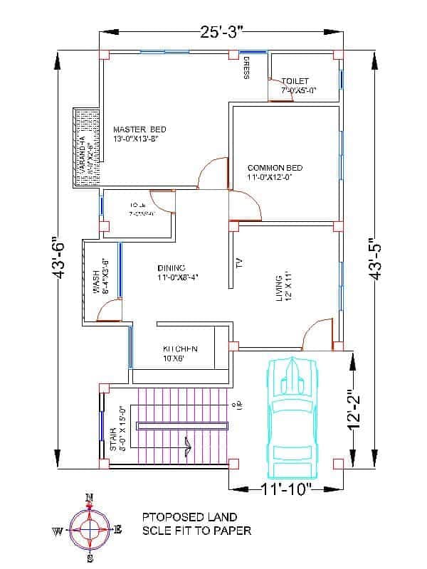 2bhk Small house design and plan - SIRAJ TECH