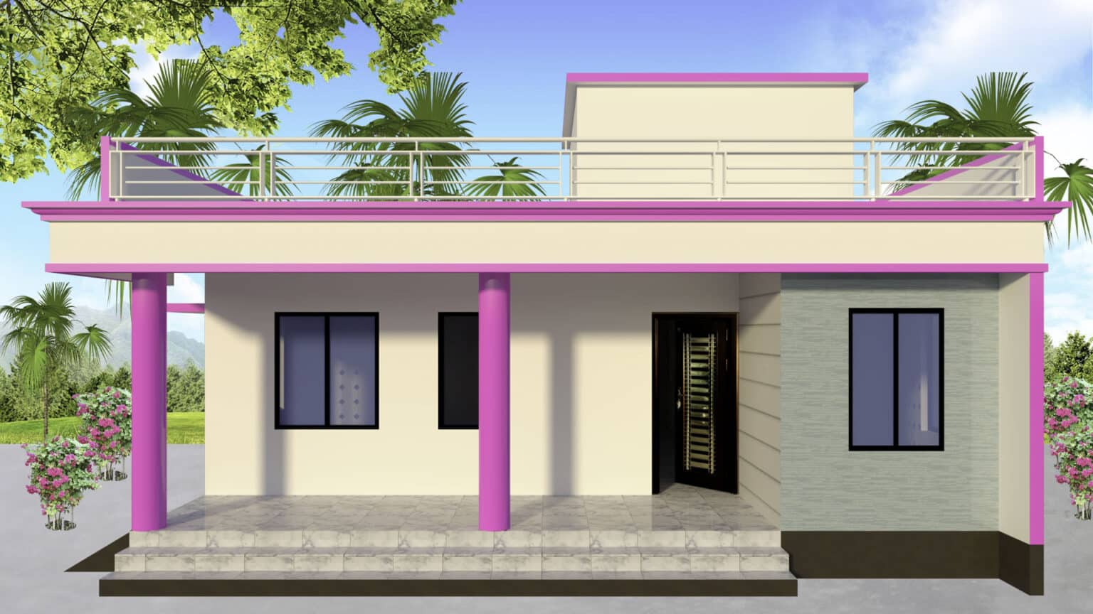 3BHK One Storey House Design and plan - SIRAJ TECH