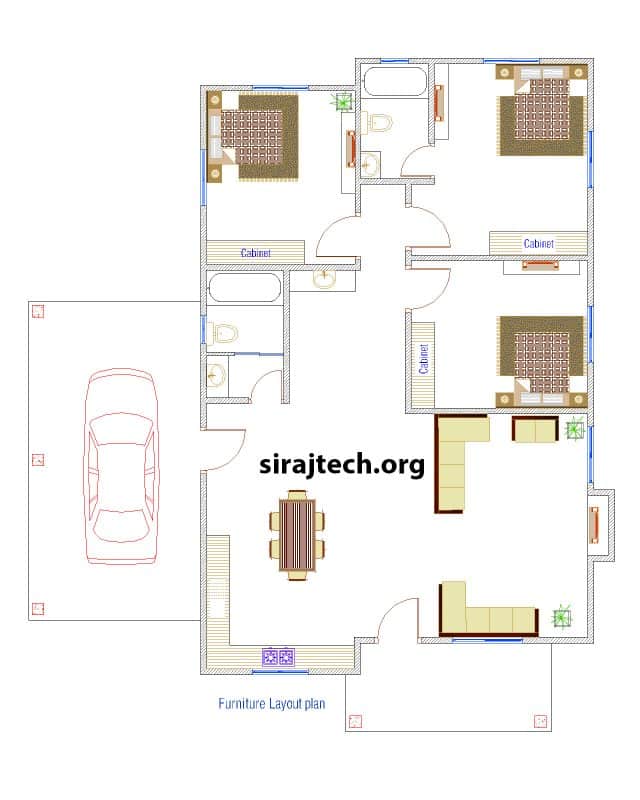 3 Bedroom Cottage House Plan | টিনের ঘরের ডিজাইন