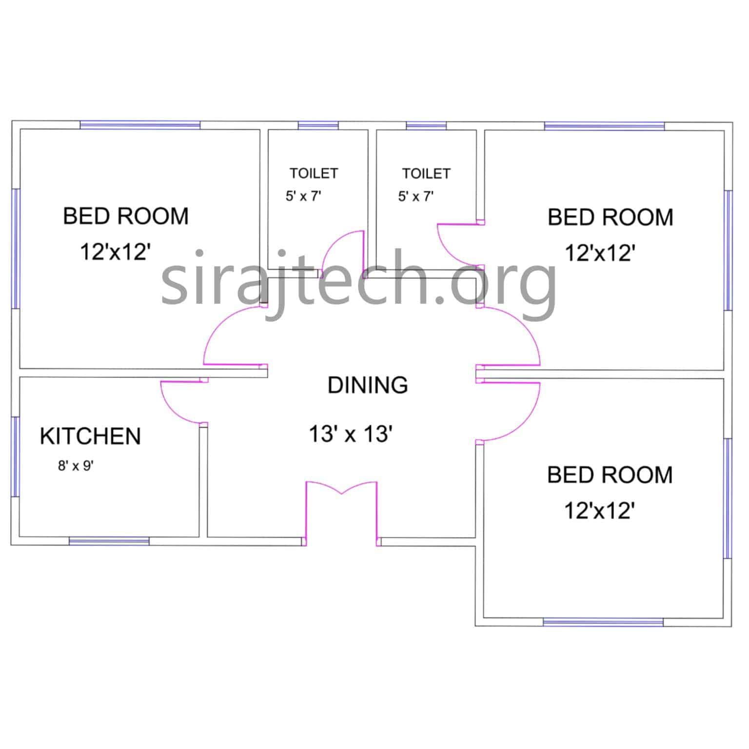 3 bedroom house plans | গ্রামের বাড়ির ডিজাইন ছবি - SIRAJ TECH