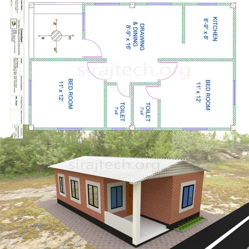 Simple village house plans - আধুনিক বাড়ির - SIRAJ TECH