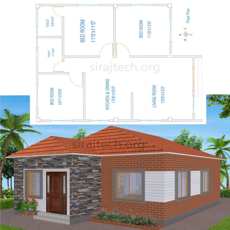 Simple house designs 3 bedrooms - তিন রুম বিশিষ্ট টিনশেড বাড়ি