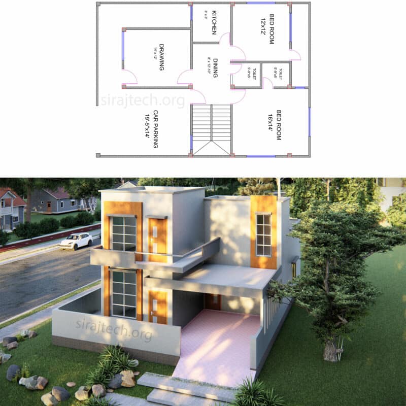 Small duplex house designs - ৩ রুমের ডুপ্লেক্স বাড়ি - SIRAJ TECH