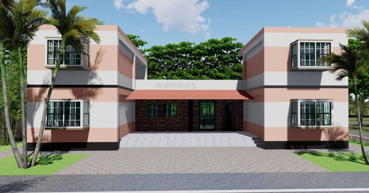 Two story u shaped house plans - দোতলা আধুনিক - SIRAJ TECH