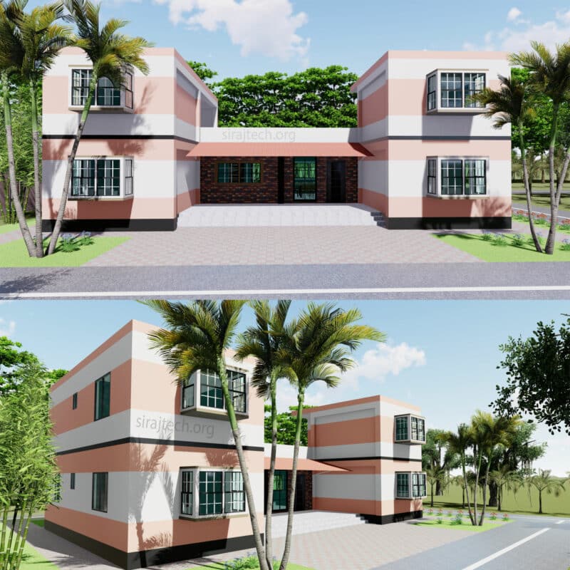 Two story u shaped house plans - দোতলা আধুনিক - SIRAJ TECH